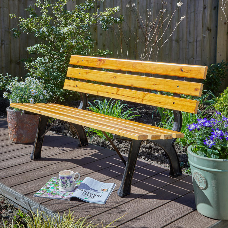 Dakota Fields Clayton Metal Framed Wooden Outdoor Garden Patio Bench | Wayfair.co.uk